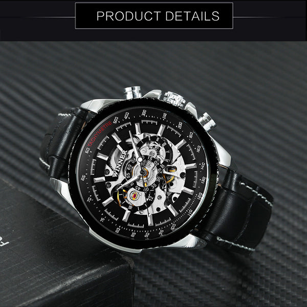 New WINNER Watch Hollow Men's Watch Automatic Luminous Stainless Steel ...