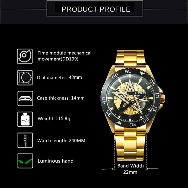 WINNER Official Brand Hollow Men's Watch Automatic Mechanical Watch St ...